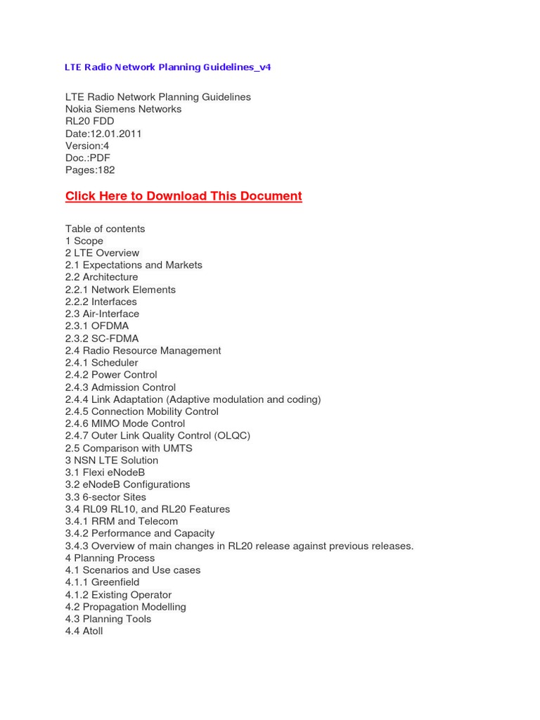 LTE Planning Guide Line | PDF | Lte (Telecommunication) | Radio Technology