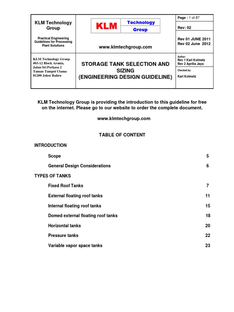 Engineering Design Guideline Storage Tank Rev 2 | PDF | Petroleum ...
