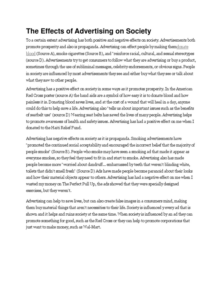 The Effects of Advertising On Society | PDF | Advertising | News