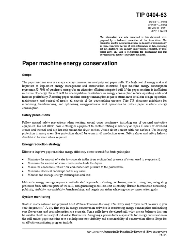 Paper Machine Energy Conservation | PDF | Clothes Dryer | Pump