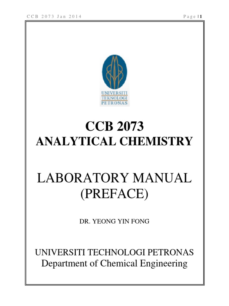 CCB 2073 - Analytical Chemistry Laboratory Manual Preface - Jan Sem ...