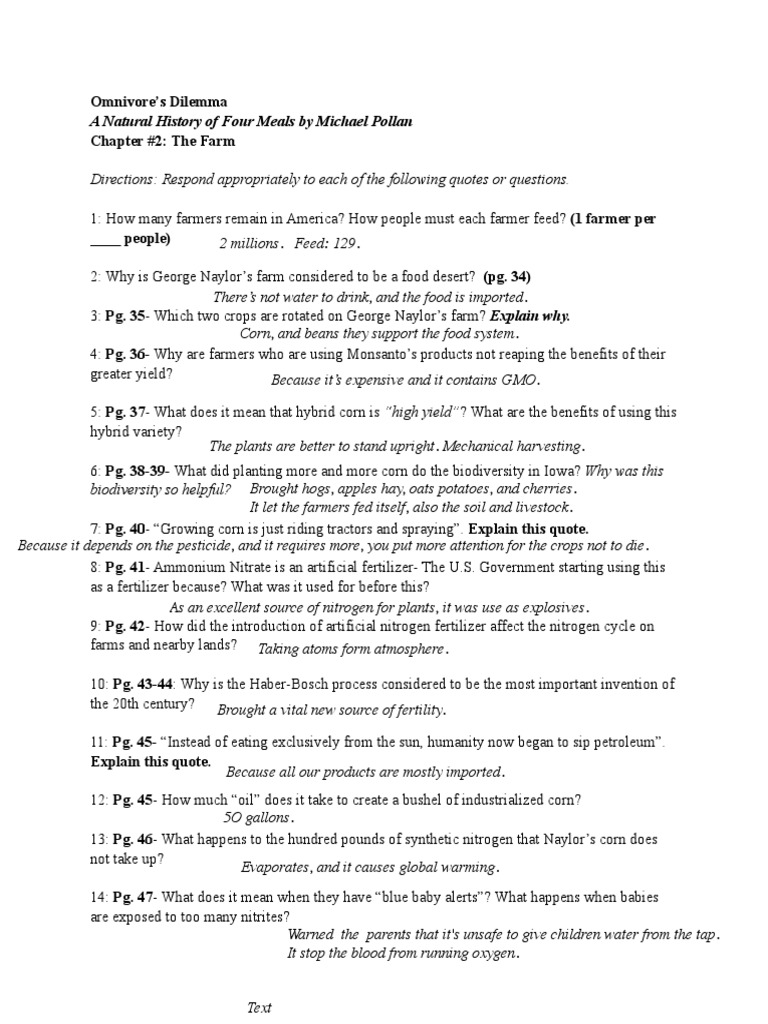 The Omnivores Dilemma-Chapter 2 | PDF | Maize | Crop Yield