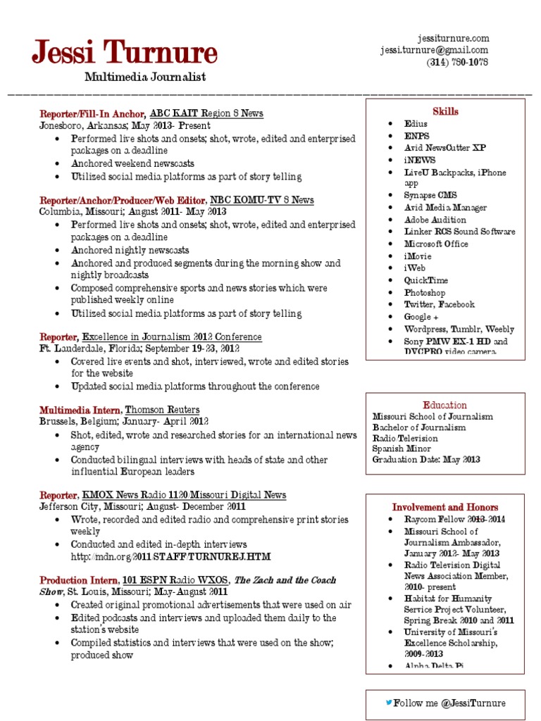 Post-Grad Resume | PDF | News Broadcasting | Social Media