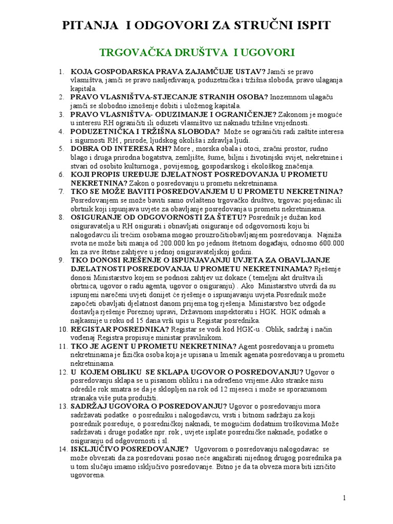 Pitanja I Odgovori Za Strucni Ispit | PDF