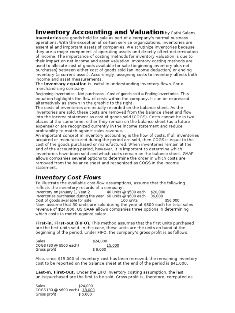 Inventory Accounting and Valuation | PDF | Cost Of Goods Sold ...