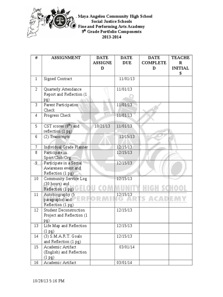 9th Grade Portfolio Components | PDF | Games & Activities | Art