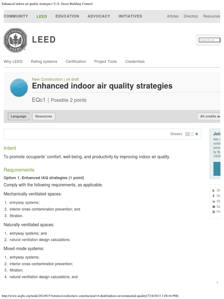 Enhanced Indoor Air Quality Strategies LEEDv4 | PDF | Ventilation ...