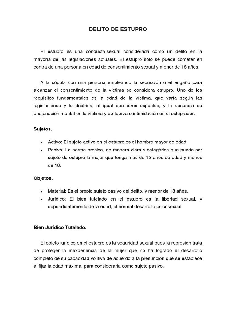 Delito de Estupro | PDF | Violación | Relaciones sexuales