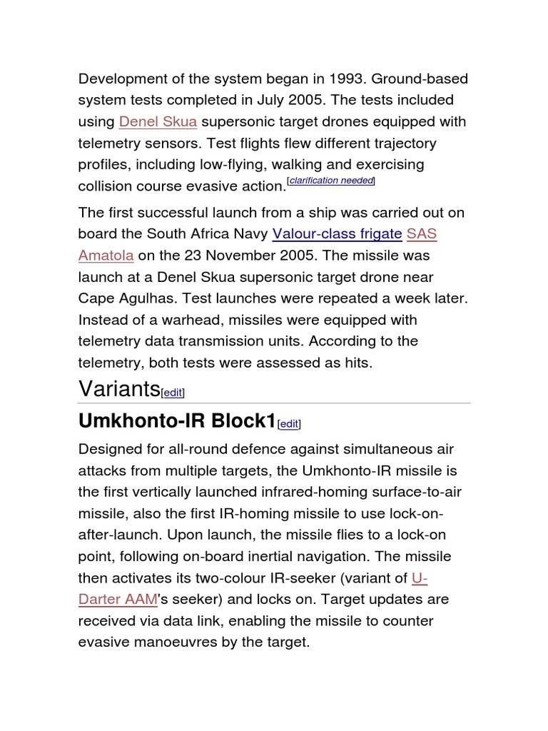 Development of the Umkhonto surface-to-air missile system | PDF ...