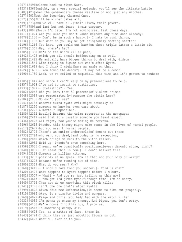 Charmed - 6x21 - Witch Wars - en | PDF | Supernatural Legends | Magic ...
