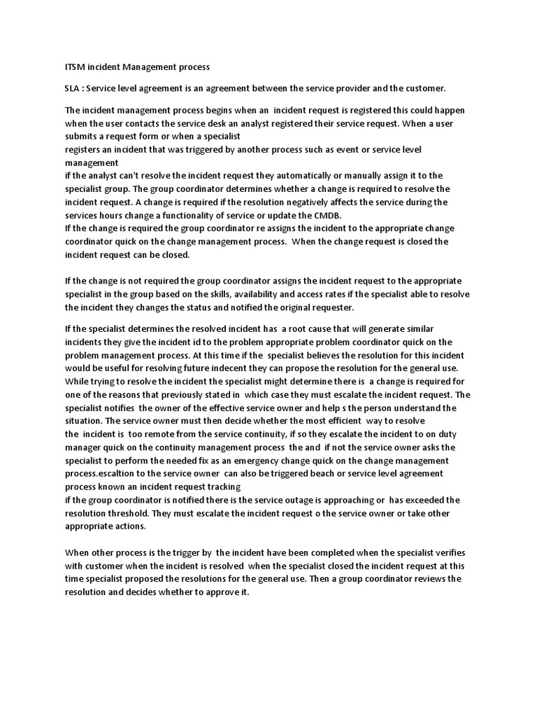 ITSM Incident Management Process | PDF | Incident Management | Service ...