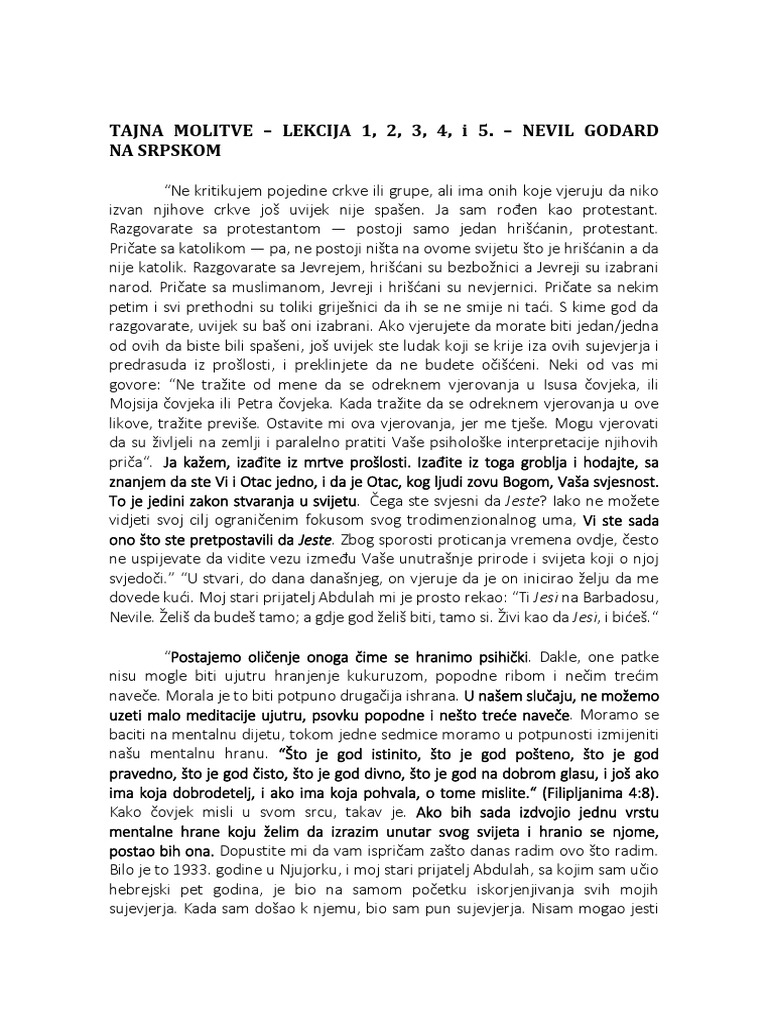 Tajna Molitve Lekcije - Nevil | PDF