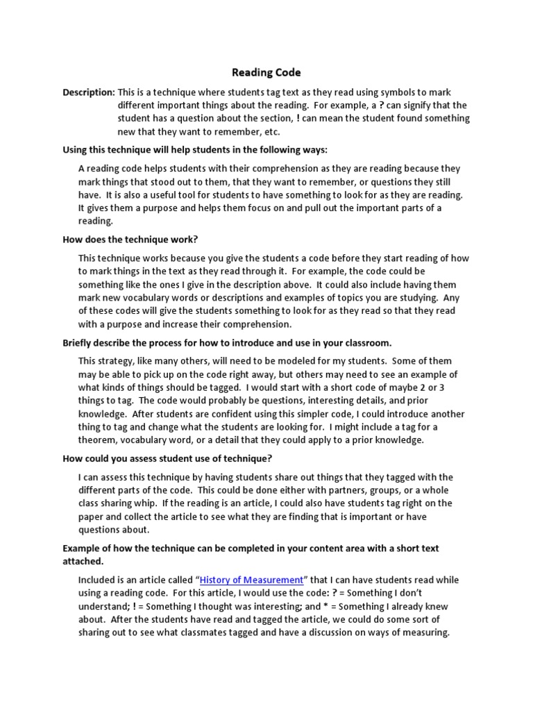 Reading Code: History of Measurement | PDF | Reading Comprehension ...