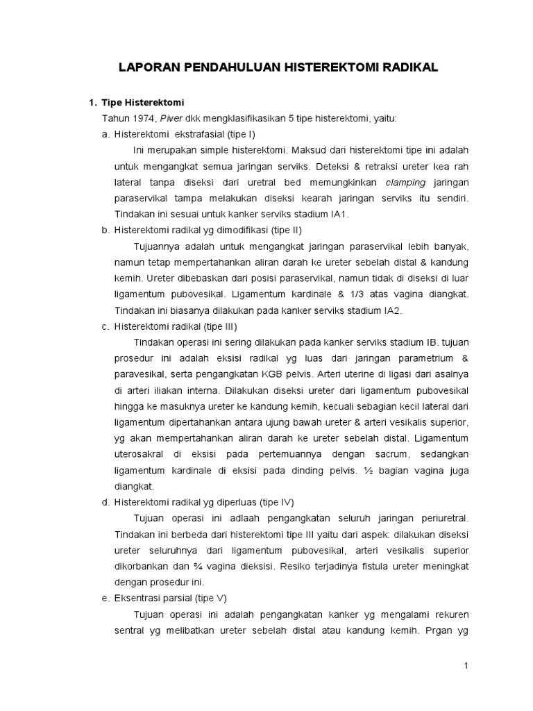 LP Radikal Histerektomi | PDF | Pengembangan Diri | Sains & Matematika