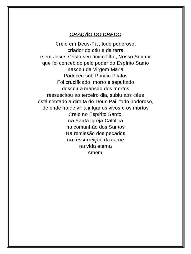 Oração Do Credo Pdf Filosofia Religião E Espiritualidade