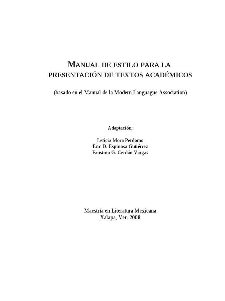 Manual de Estilo MLA | PDF | Comillas | Escritura