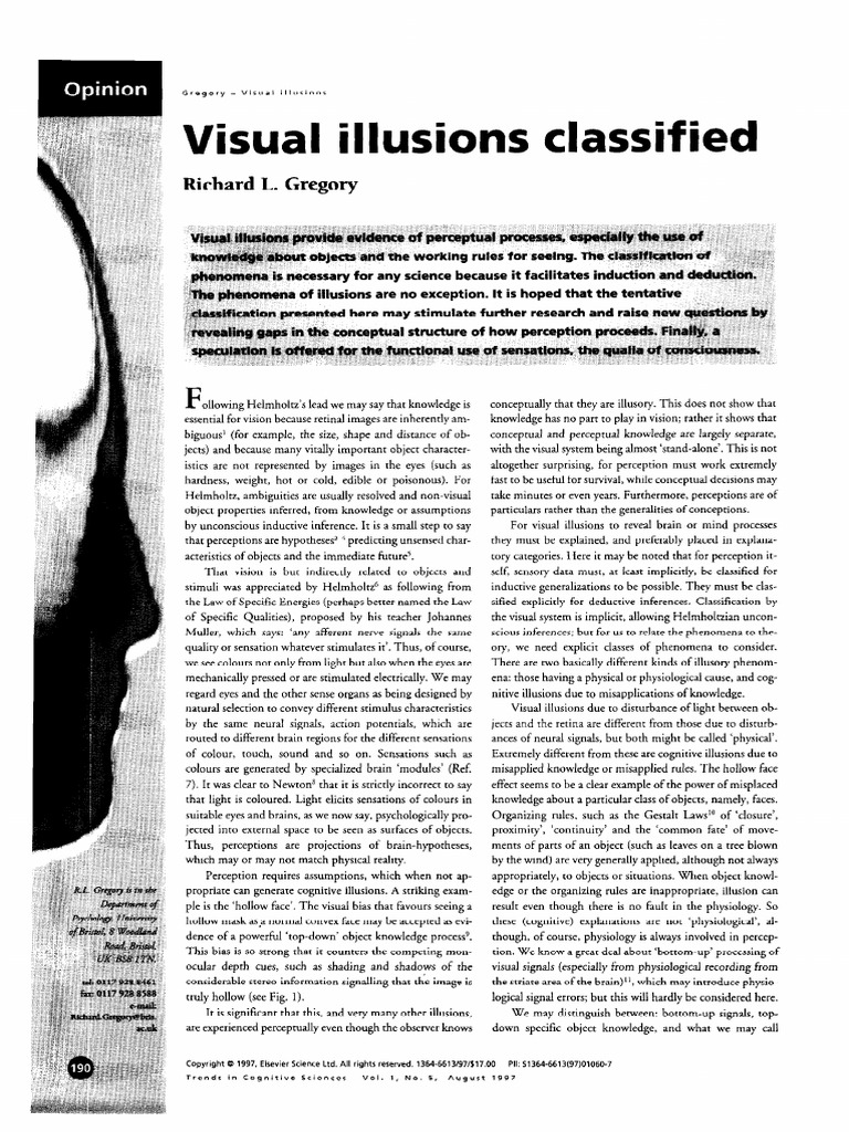 Visual Illusions Classified | PDF | Perception | Illusion