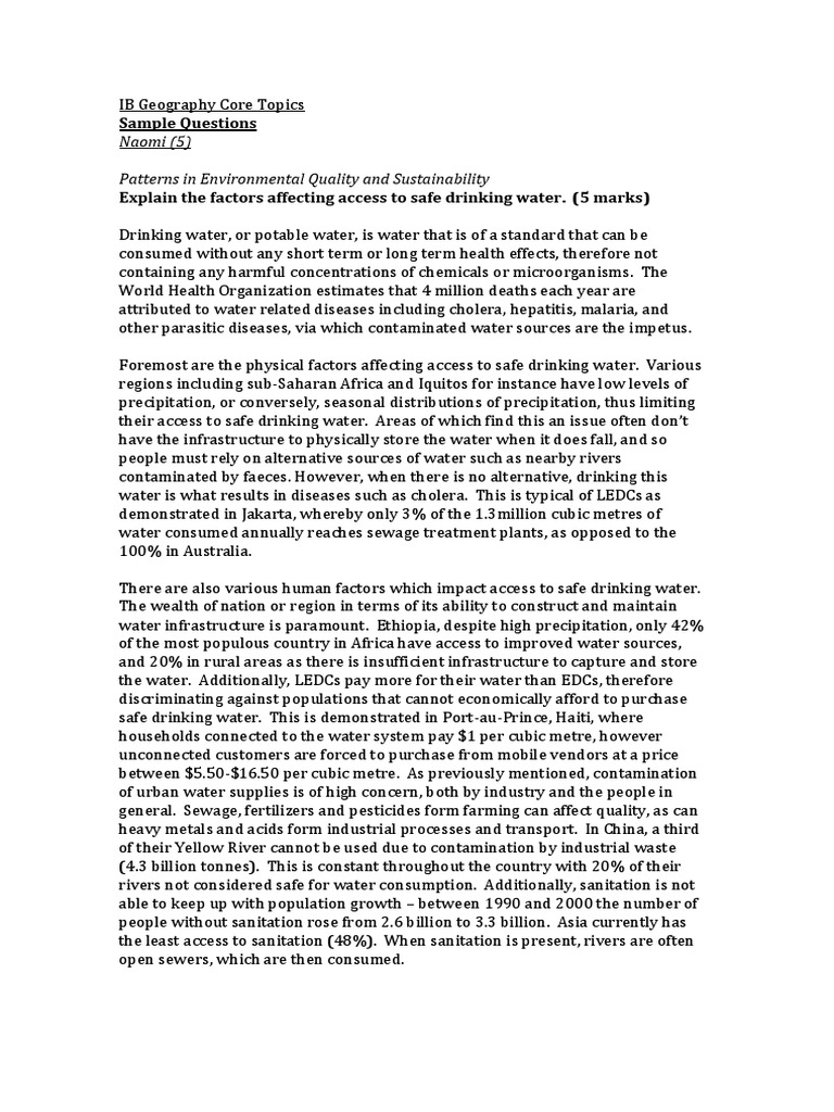 IB Geography Paper 1 Sample Answer Questions | PDF | Infant Mortality ...