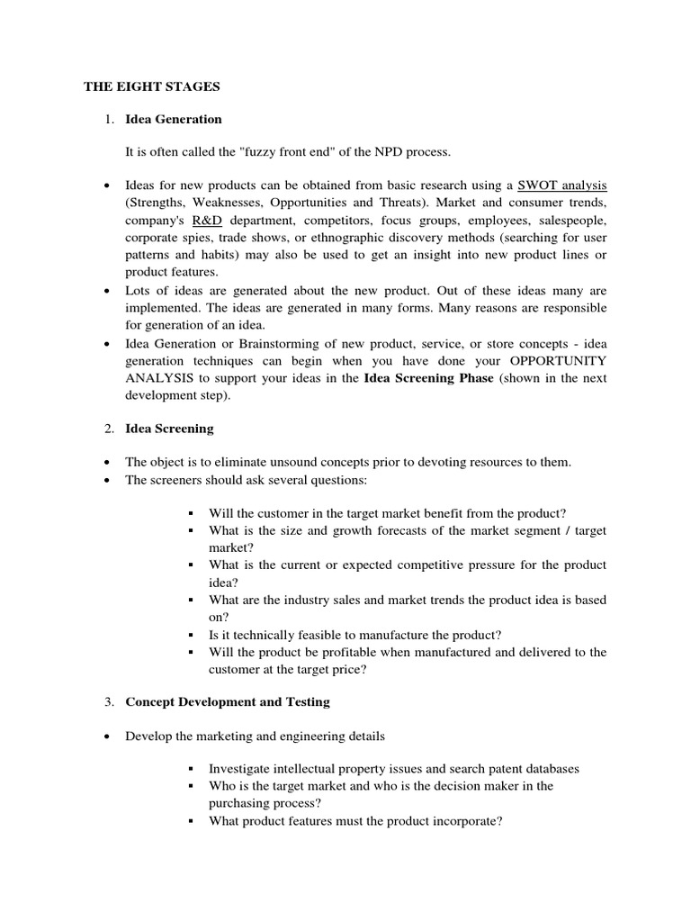 The Eight Stages of New Product Development | PDF | New Product ...