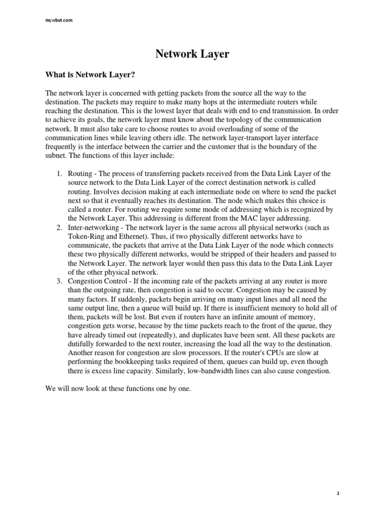 Network Layer of Computer Networks | PDF | Routing | Internet Protocols