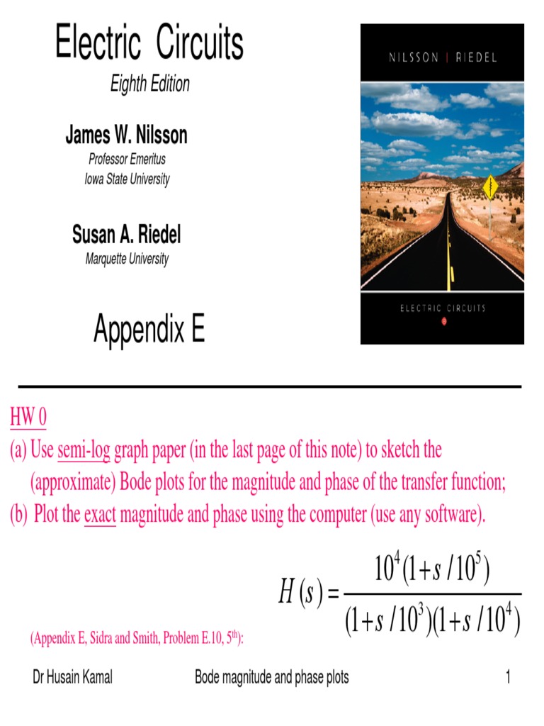 Bode Plots Nilson Sidra App E Student | PDF | Electronic Circuits | Telecommunications Engineering