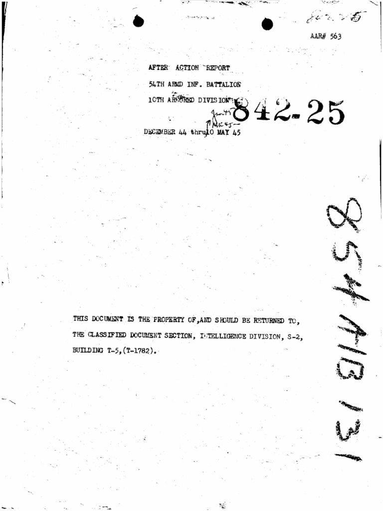 AAR 54th Armored Infantry Bn. of The 10th Armored Division | PDF | Anti ...