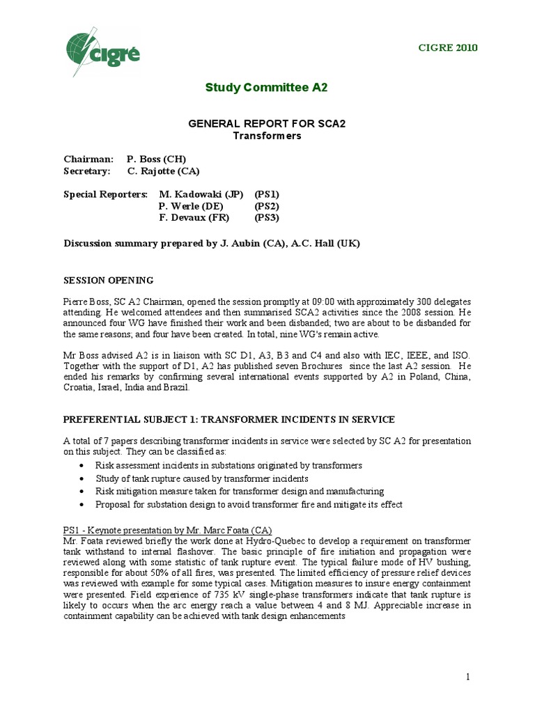 Technical Paper - CIGRE | PDF | Transformer | Reliability Engineering