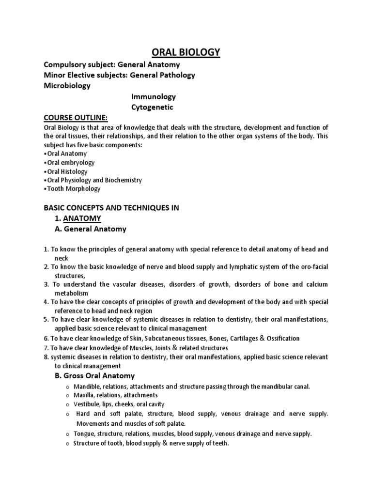 Oral Biology Curriculum | PDF | Neck | Human Tooth