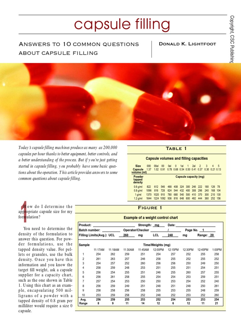 Capsule Filling Quality Control Guide | PDF | Density | Piston