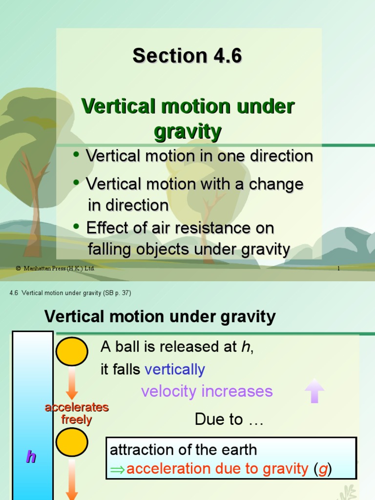 Section 4.6 Vertical Motion Under Gravity | Acceleration | Gravity