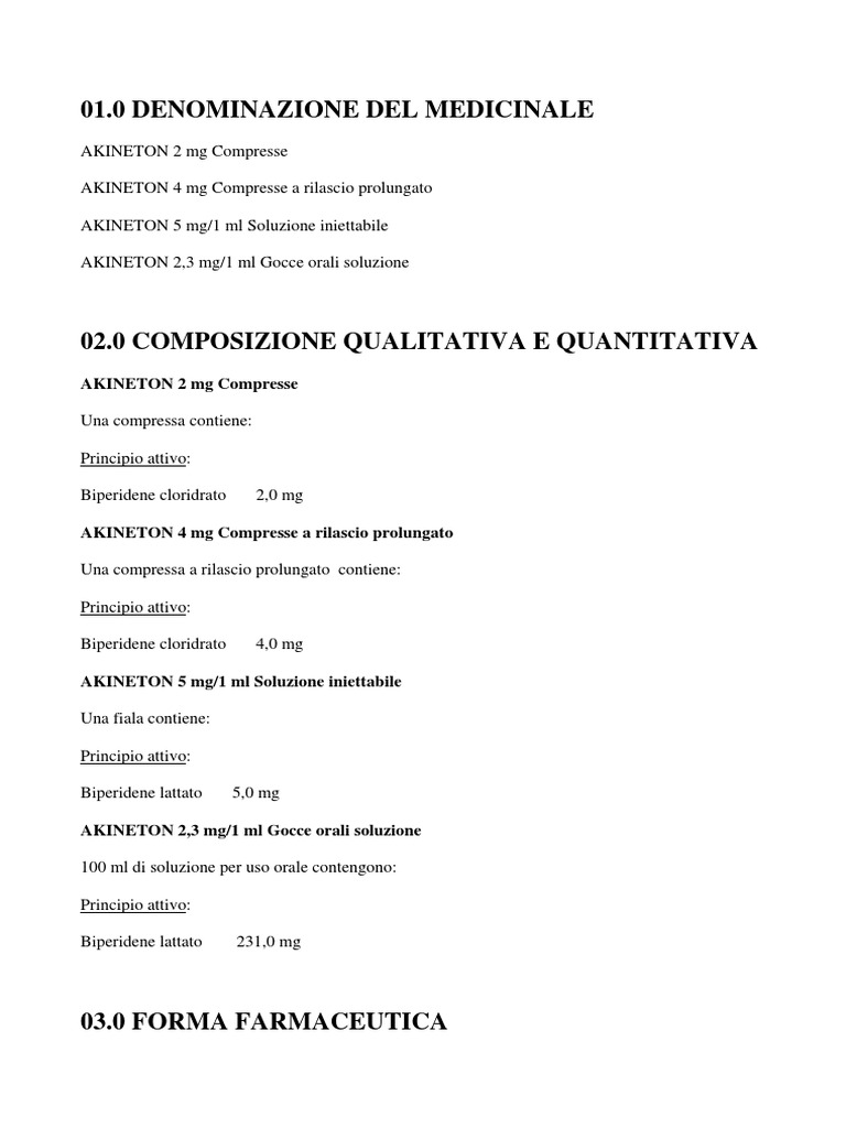 Akineton, Biperidene | PDF