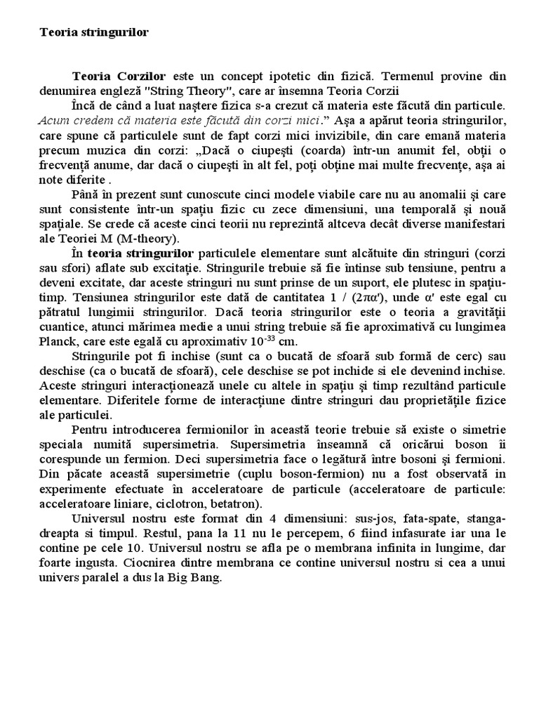 Teoria Stringurilor | PDF