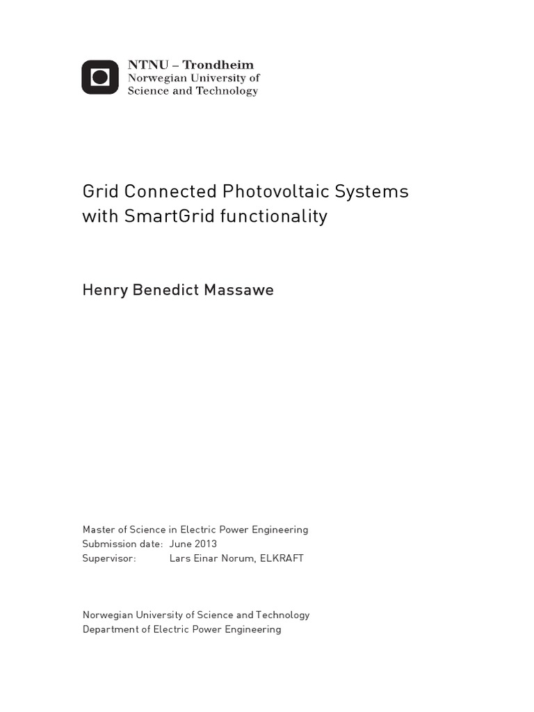 Grid Connected Photovoltaic Systemswith SmartGrid Functionality | PDF ...