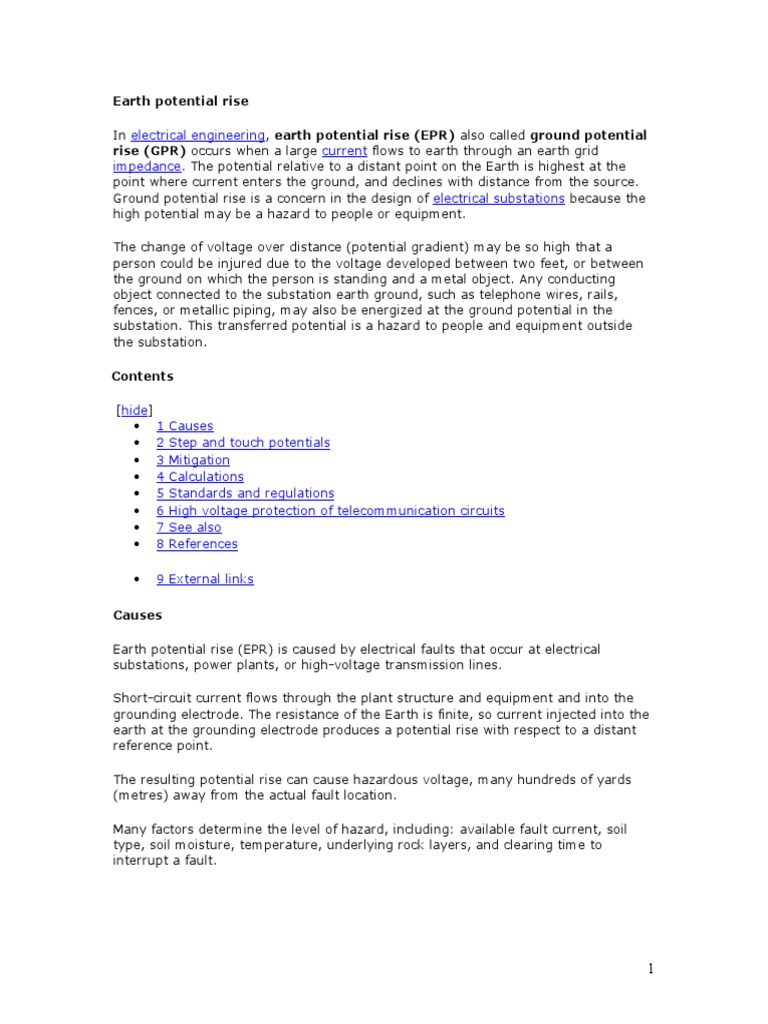 Ground Potential Rise & Equipotential Bonding | PDF | Electrical ...