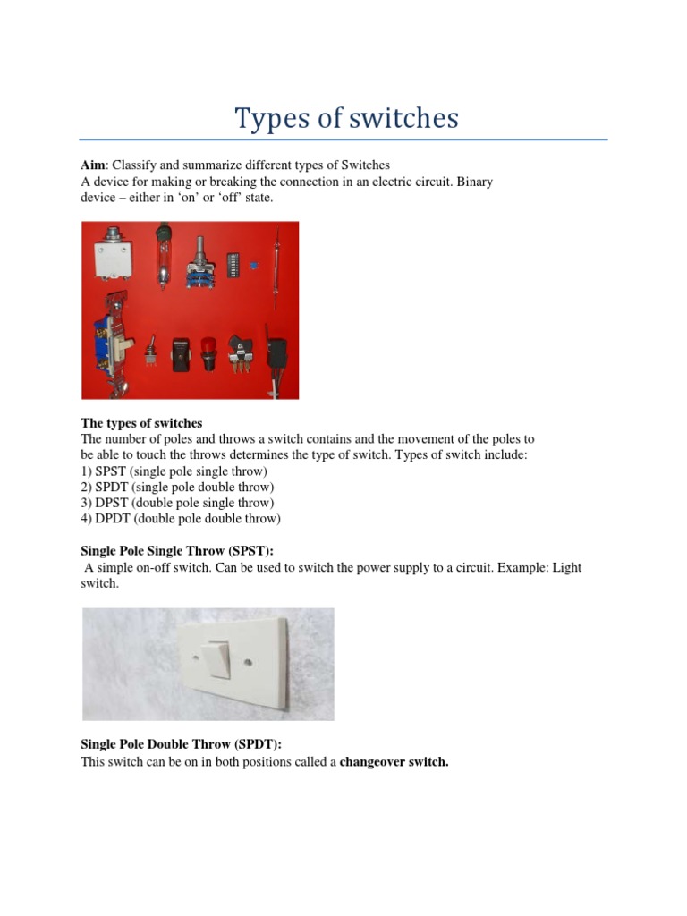 Types of Switches | PDF | Switch | Electric Power