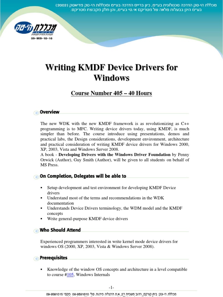 Writing KMDF Device Driverfor Windows | PDF | Device Driver | Microsoft ...