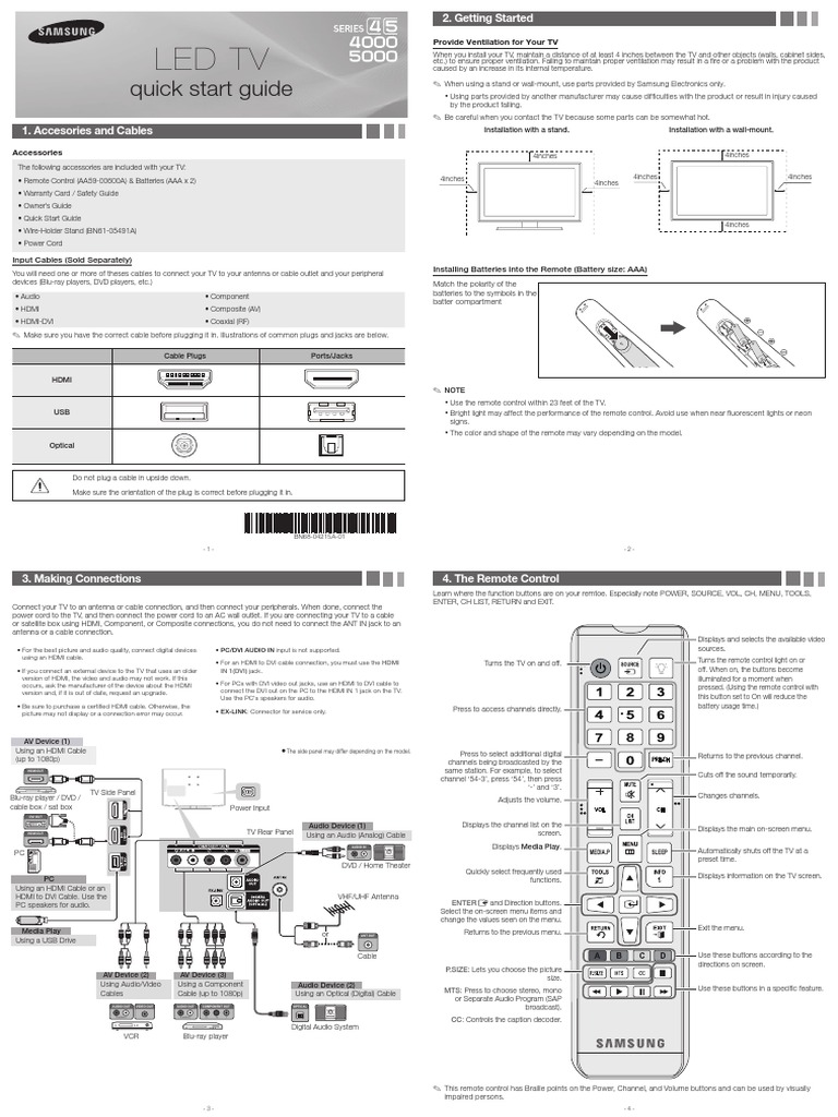 Led TV: Quick Start Guide | PDF | Hdmi | Set Top Box