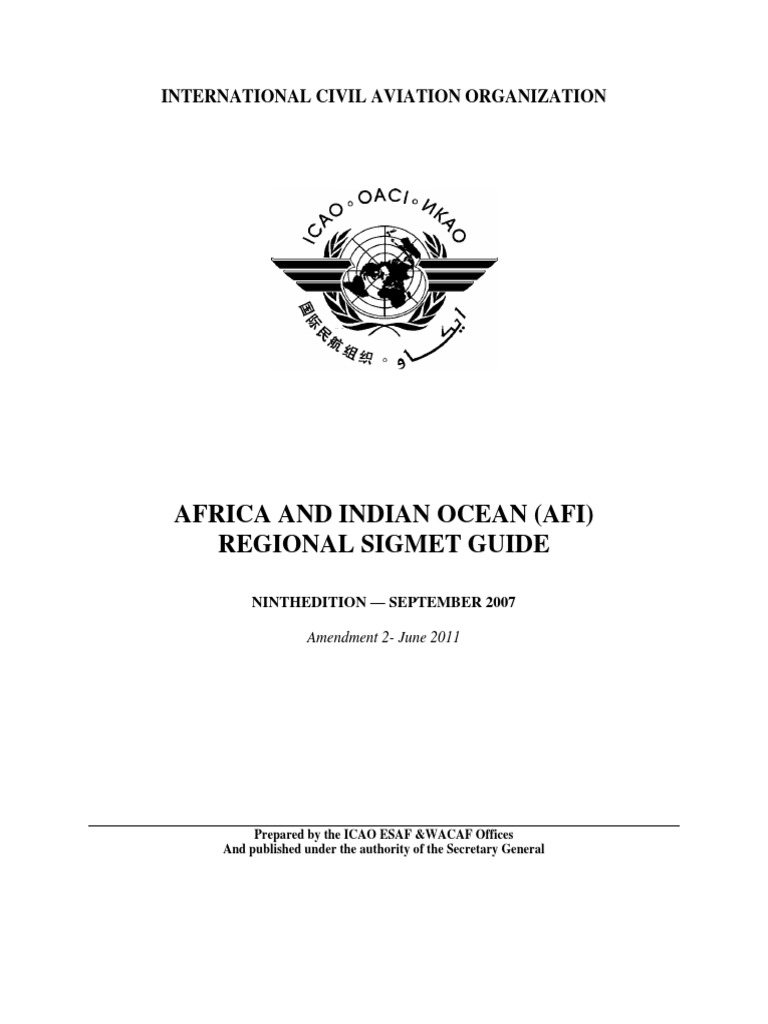 Icao - Africa and Indian Ocean (Afi) Regional Sigmet Guide | PDF ...