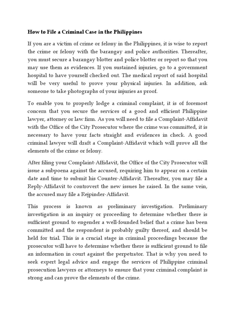 Steps in Filing Criminal Case | PDF | Prosecutor | Bail