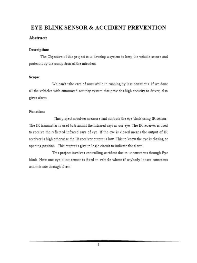 Eye Blink Sensorensor Accident Prevention Report | PDF | Rectifier ...