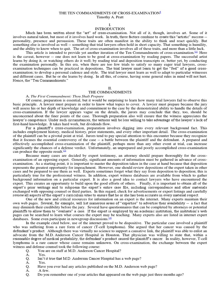 Rules in Cross Examination | Deposition (Law) | Witness Impeachment