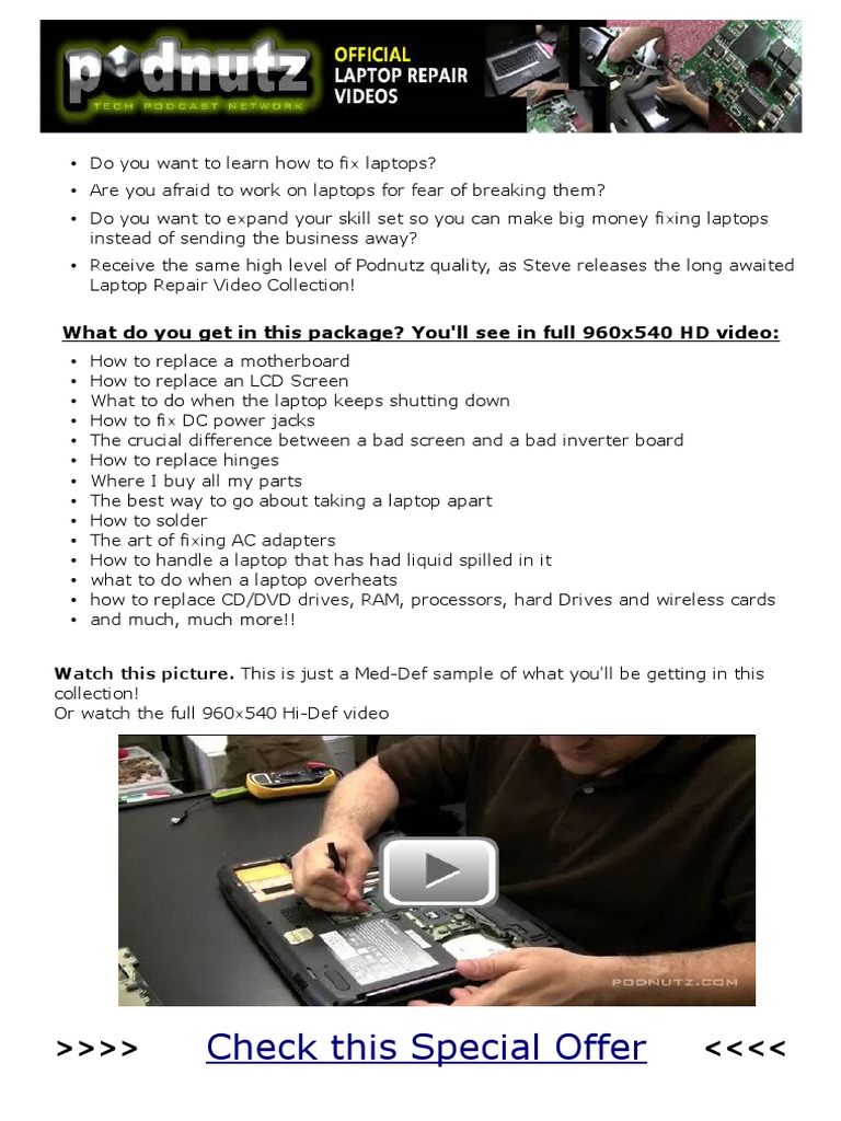 Practical Techniques For Laptop Repair | PDF | Laptop | Classes Of ...
