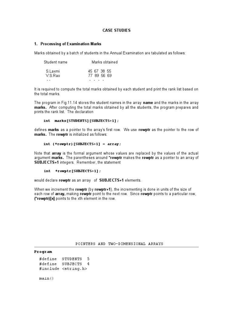 Chapter 11 Cs Pdf Array Data Structure Pointer Computer Programming