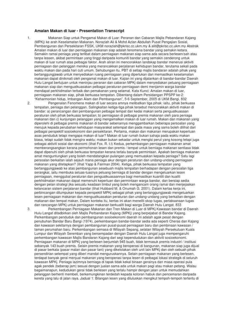Amalan Makan Di Luar | PDF