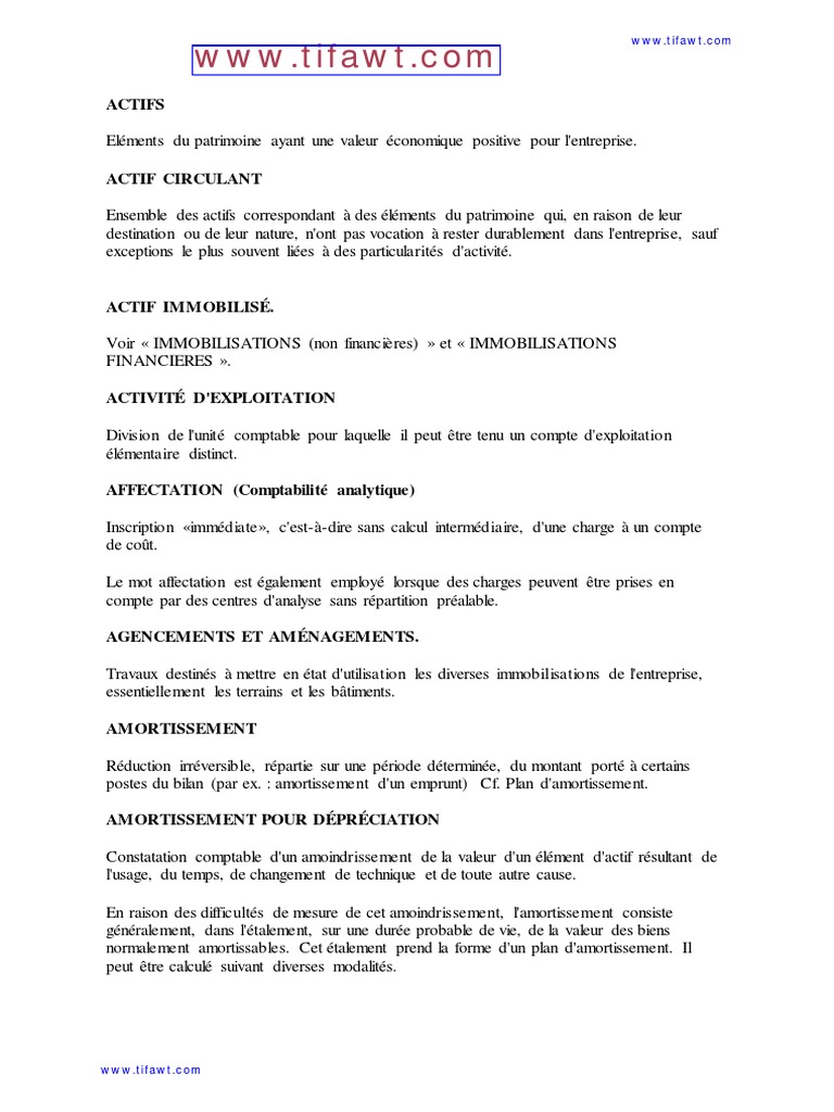 Lexique des termes comptables | PDF | Dépréciation | Comptabilité