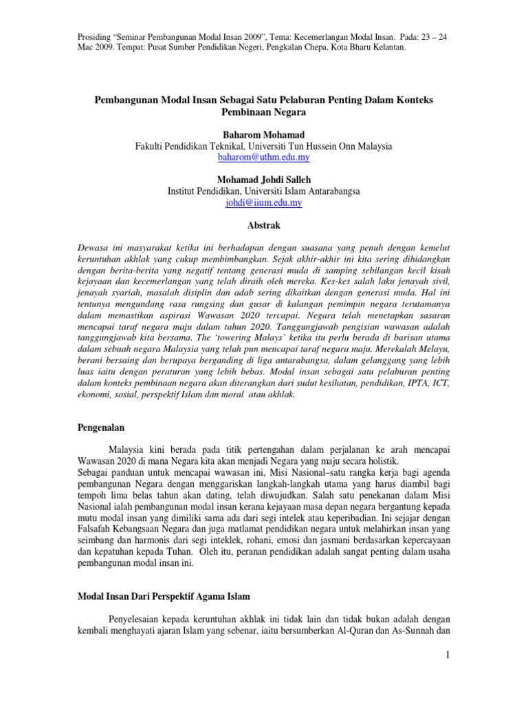 Pembangunan Modal Insan | PDF