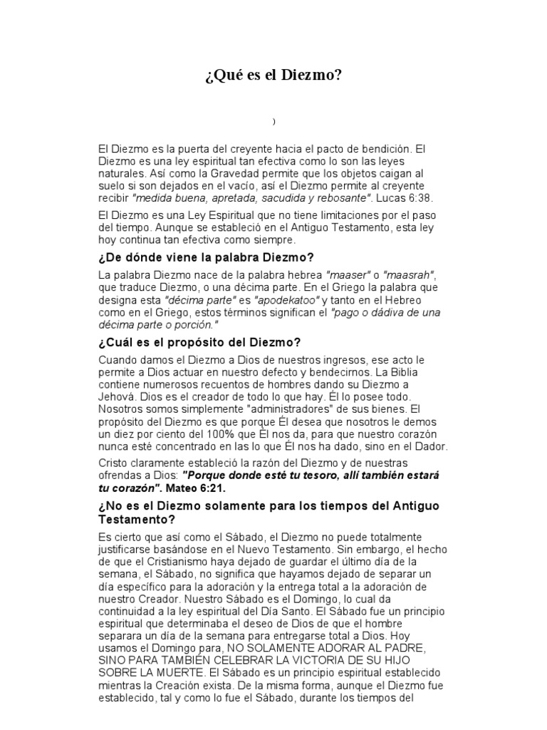 Qué Es El Diezmo | PDF