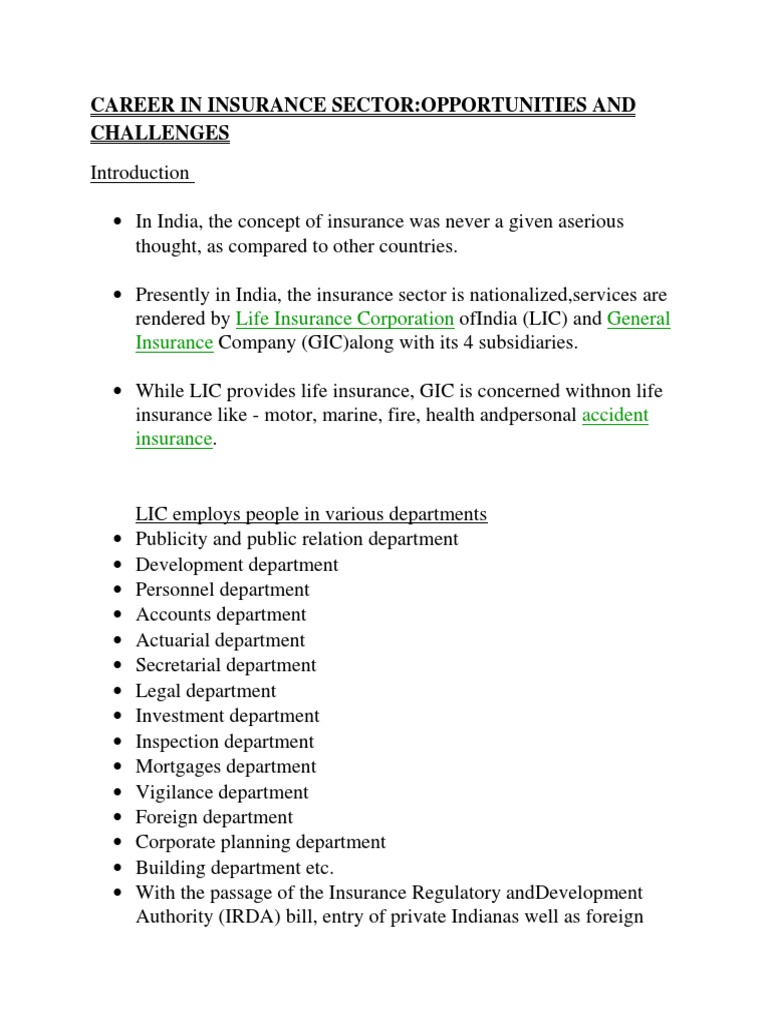 Career in Insurance Sector | PDF | Actuary | Insurance