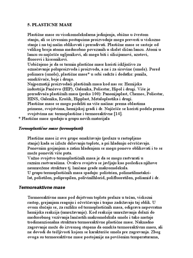 Plasticne Mase | PDF