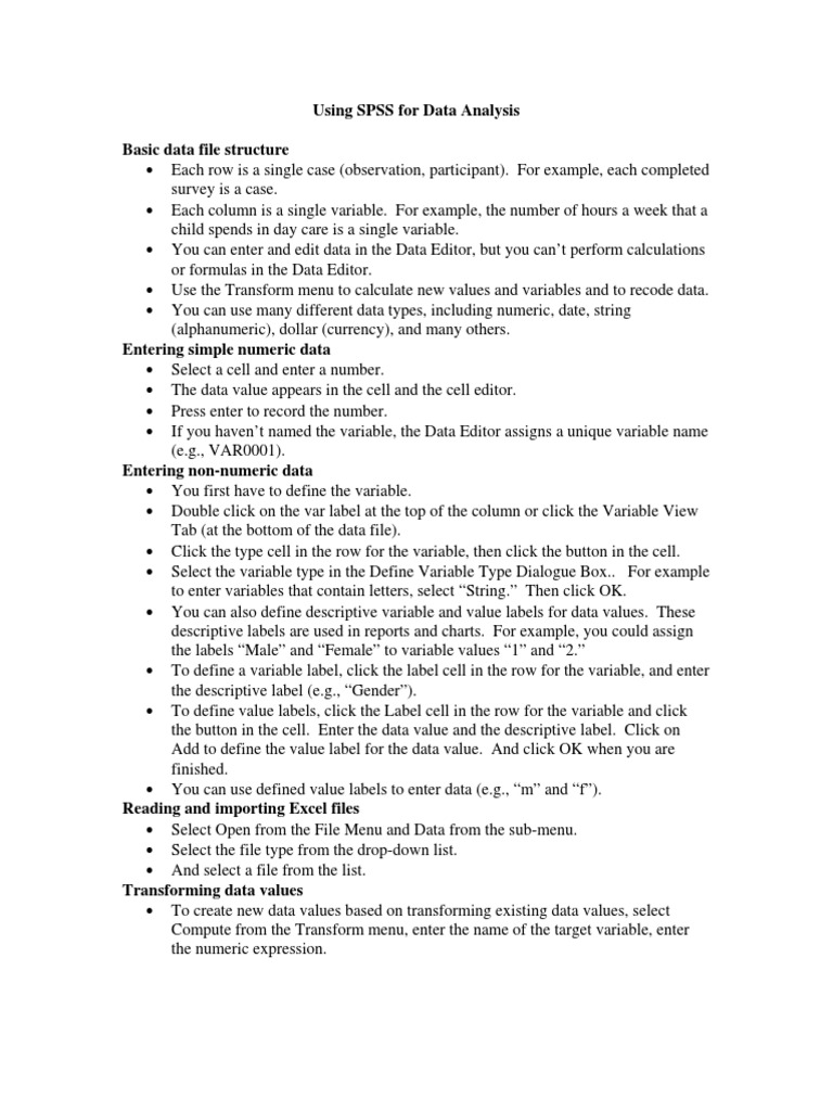Spss Cheat Sheet | PDF | Student's T Test | Spss